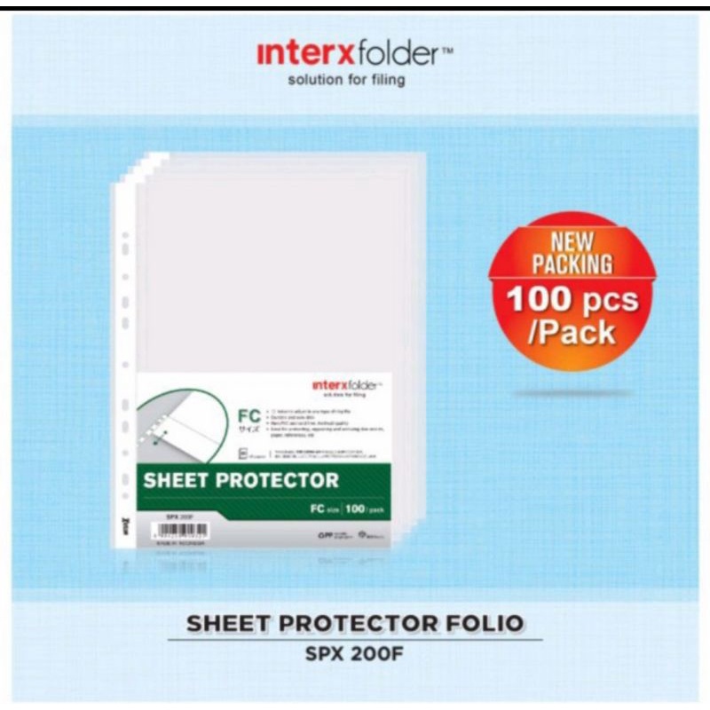 Jual Sheet Protektor Folio F4 Inter X isi 100 lembar / Plastik FC PP pocket | Shopee Indonesia