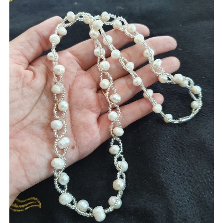 Jual Kalung mutiara air tawar kombinasi manik | Shopee Indonesia
