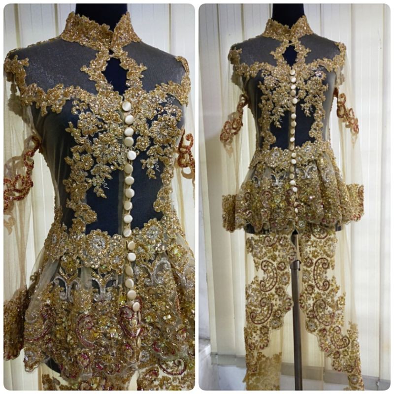 Jual Kebaya Gold Pengantin Full Payet Jepang (Changi-Peplum) | Shopee ...