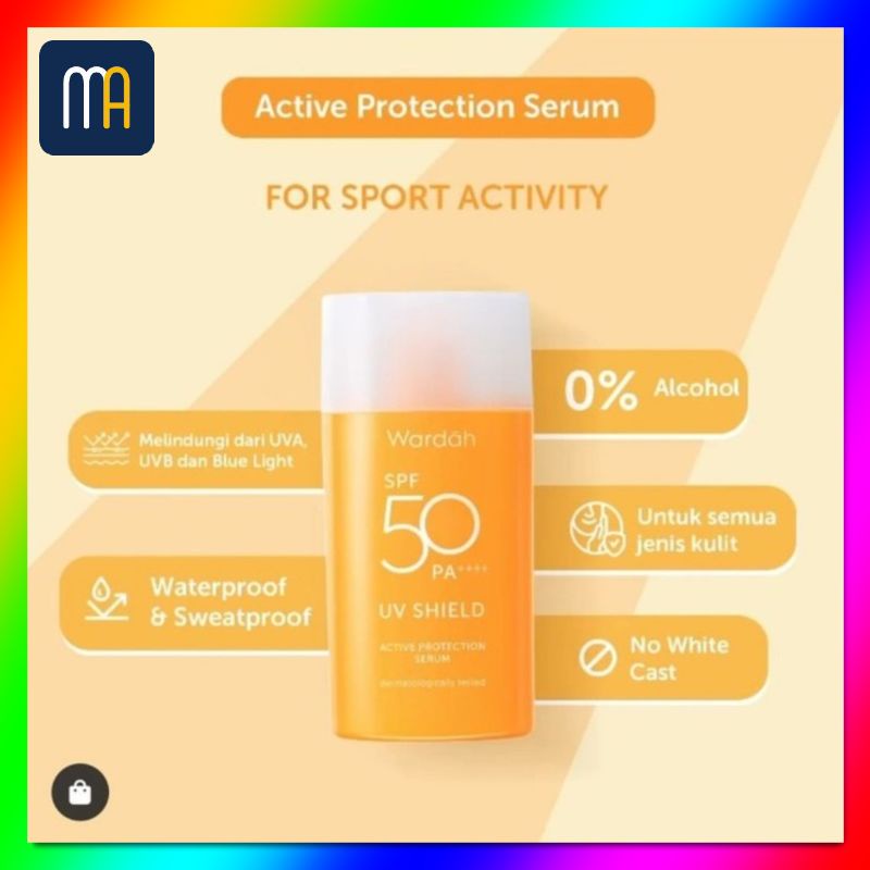 Jual WARDAH UV Shield Active Protection Serum SPF 50 | SUNSCREEN 35ml | Shopee Indonesia