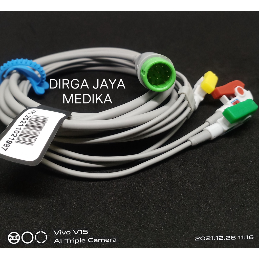 Jual ECG Cable 3 Leads Comen C-Series IEC, Clip / EKG Kabel 3 Leadwires ...