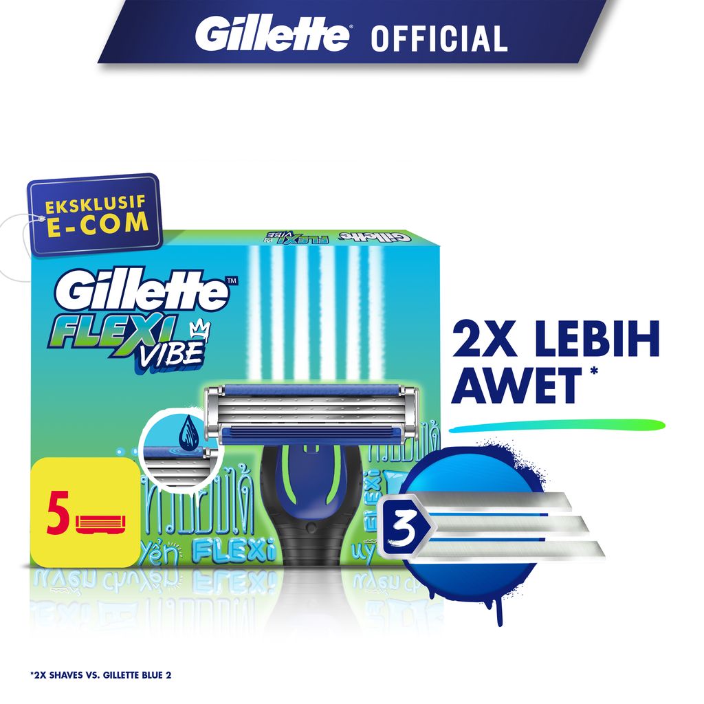 Jual BARU! Gillette Flexi Vibe – 5 Pisau Cukur Refill Isi Ulang ...