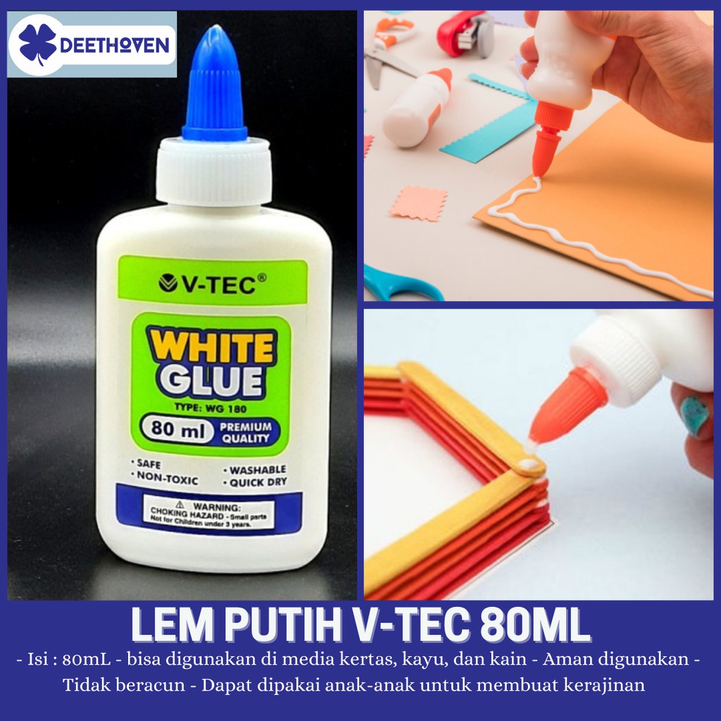 Jual LEM PUTIH V-TEC 80 ml WHITE GLUE | Shopee Indonesia