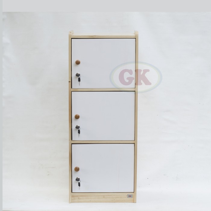 Jual Lemari loker 3 rak susun kayu jati belanda GK-3lock | Shopee Indonesia