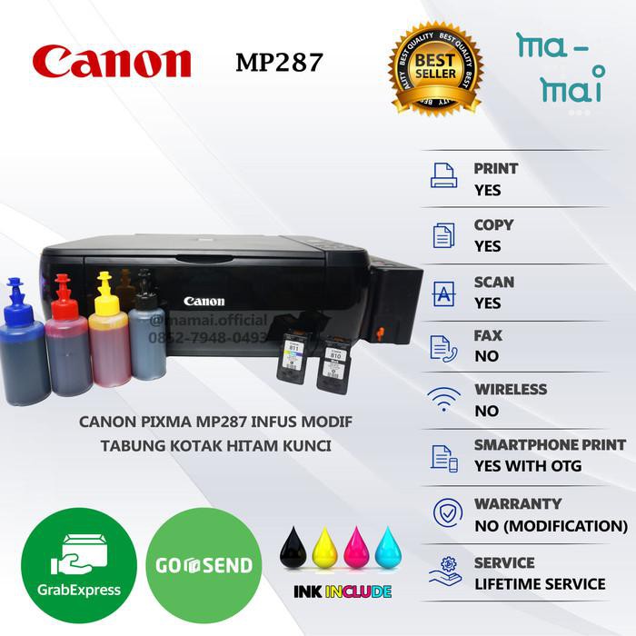 Jual Printer Canon Pixma Mp287 Infus Multi Function All In One - Dye ...