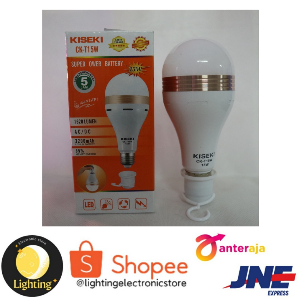 Jual Lampu KISEKI LED Rechargeable 15 Watt Putih | Lampu Cas Emergency 15 W Lampu Padam Bohlam ...