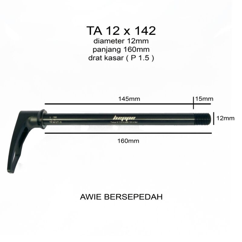 Jual TA 12 x 142 panjang 160 mm drat kasar thru axle | Shopee Indonesia