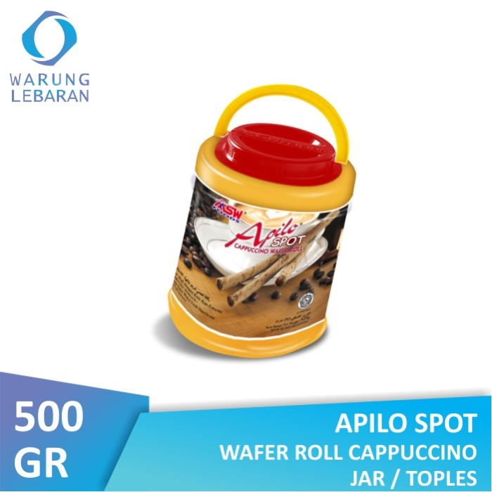 Jual Apilo Spot Wafer Roll Cappuccino Jar 500 GR - Biskuit Kaleng ...