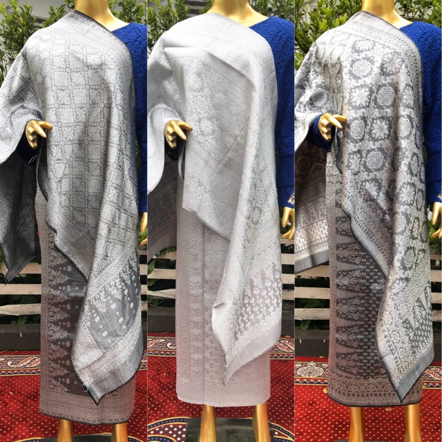 Jual SONGKET TENUN LEPUS 1 BENANG ABU-ABU SILVER - SONGKET ILHAM PALEMBANG | Shopee Indonesia
