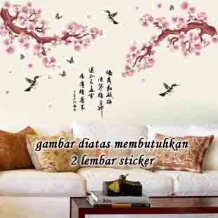 Jual AM9141 PINK SAKURA N SWALLOW WALLSTICKER WALL STICKER 60x90 ...