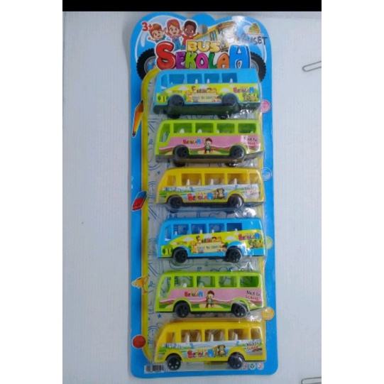 Jual Mainan anak Bus Sekolah Satu Set isi 6 Bus / Bis Sekolah / Mobil ...