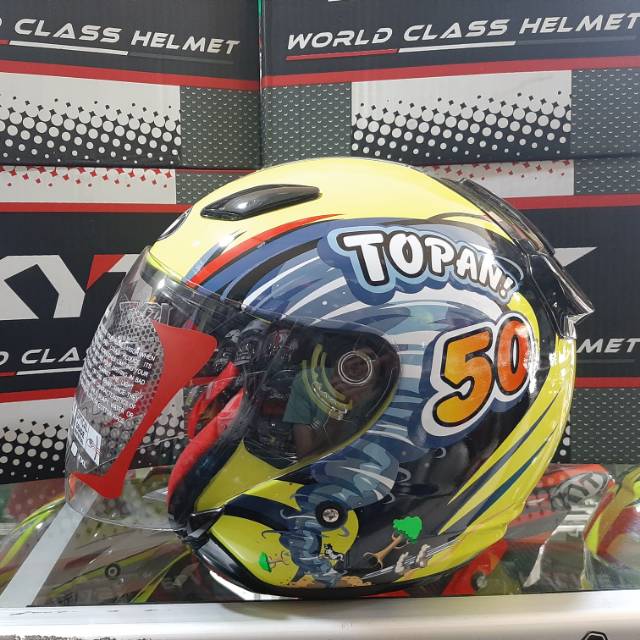 Jual HELM KYT DJ Maru Motif Topan Yellow Fluo | Shopee Indonesia