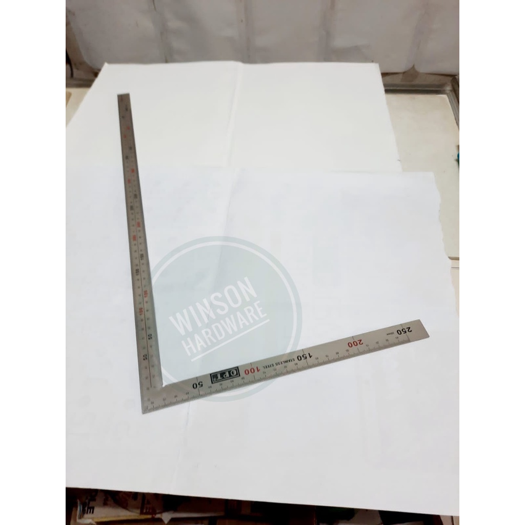 Jual Penggaris Siku Meter L Stainless Steel 25 x 50 cm OPT Besi Taiwan 25x50cm SS | Shopee Indonesia