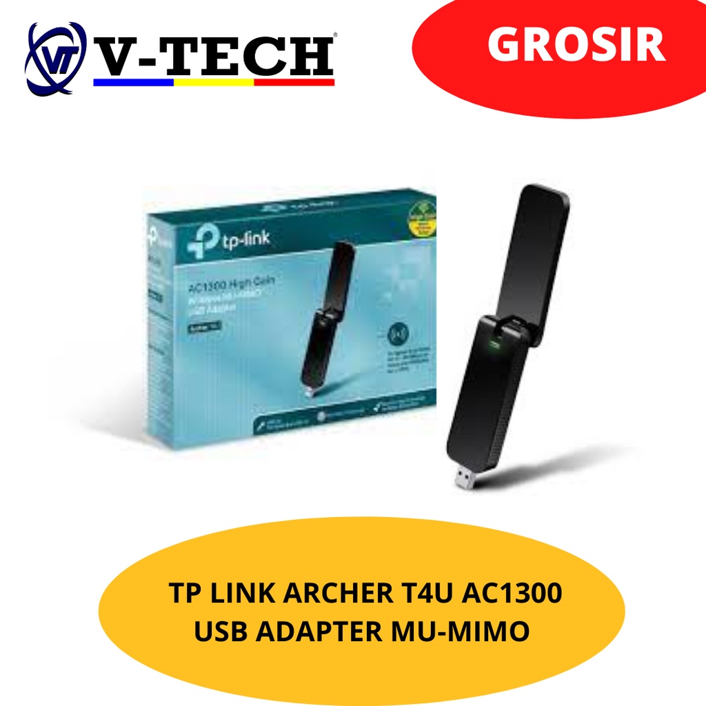 Jual TP LINK ARCHER T4U AC1300 USB ADAPTER MU-MIMO | Shopee Indonesia