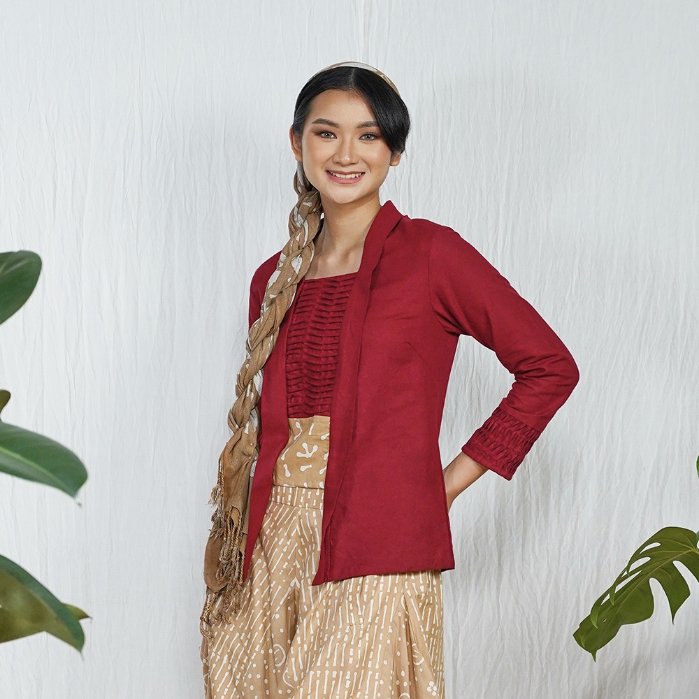 Jual NONA RARA - Kebaya Opnaisel Rempah T1672, Baju Batik Kasual Modern | Shopee Indonesia