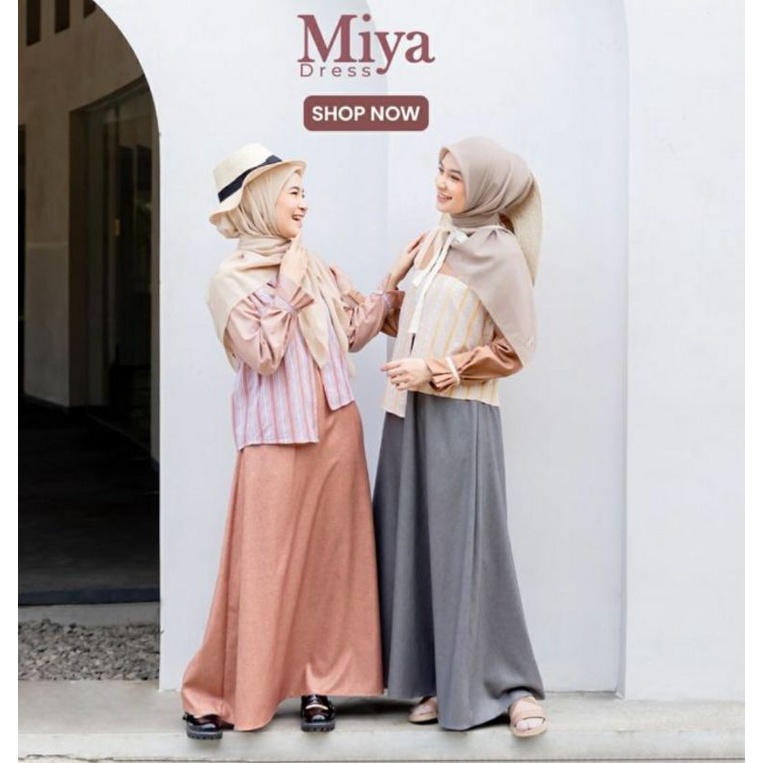Jual MIYA DRESS JILBRAVE | Gamis Stylish model Outer Asimetris Motif Stripes | Shopee Indonesia