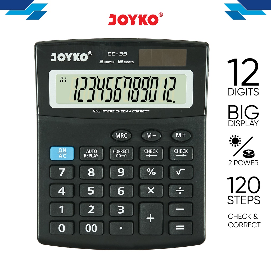 Jual Calculator Kalkulator Joyko CC-39 12 Digits Check Correct | Shopee ...