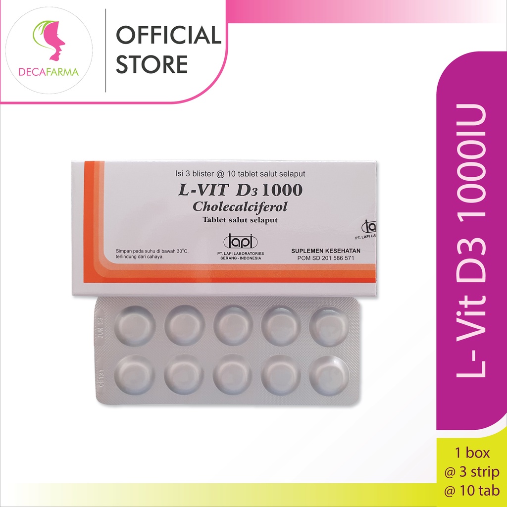 Jual L-VIT - Vitamin D3 1000IU - Kekebalan Tubuh - Box @ 3 strip (@10 ...