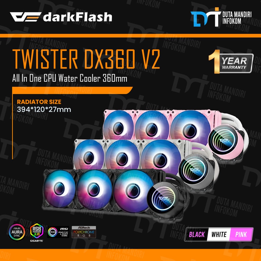 Jual Aigo darkFlash Twister DX360 V2 - 360mm AIO Liquid CPU Cooler - White Edition | Shopee ...