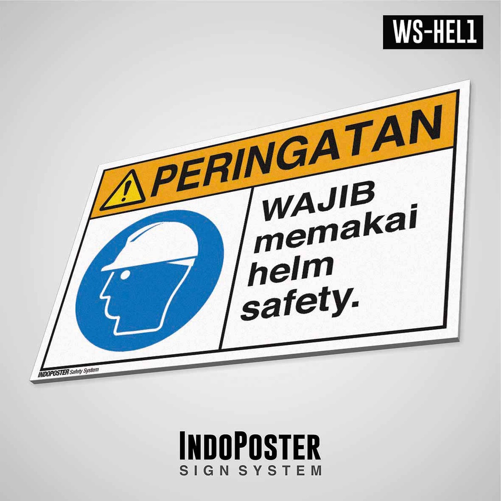 Jual Safety Sign Rambu K3 PVC ANSI Peringatan Wajib Memakai Helm Safety ...