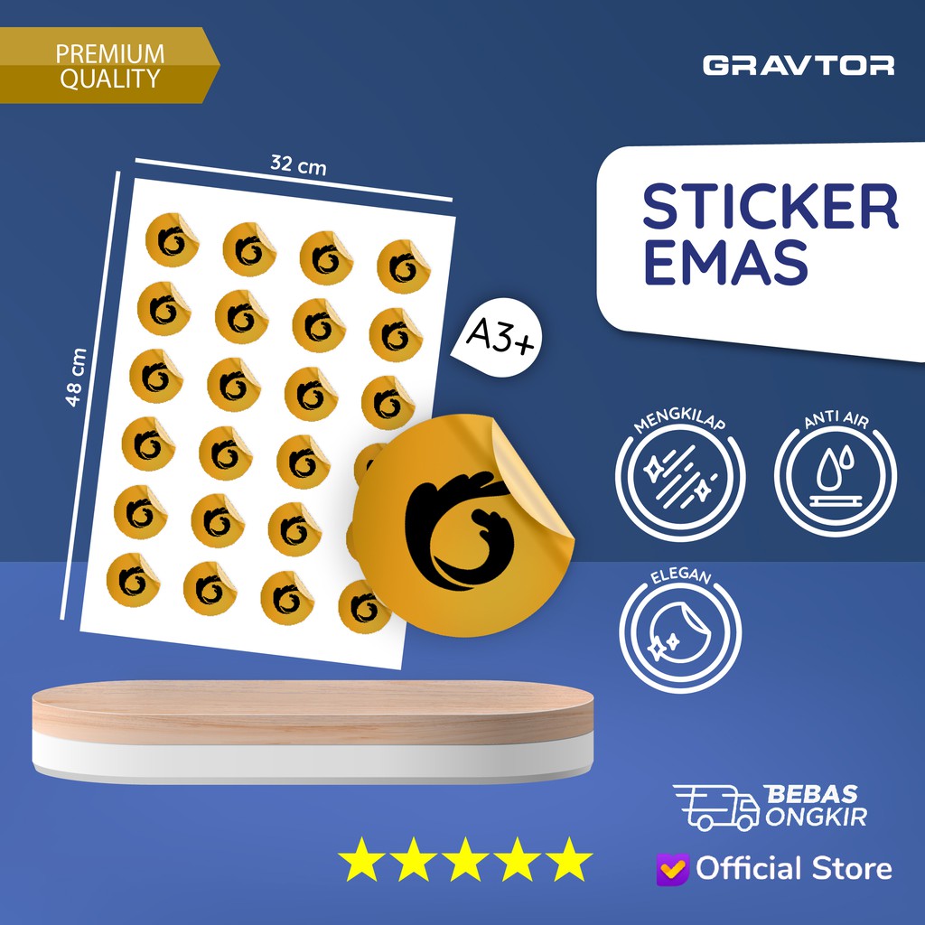 Jual Cetak Stiker Label Emas Metalize A3+ dan Kiss Cut | Print Sticker ...