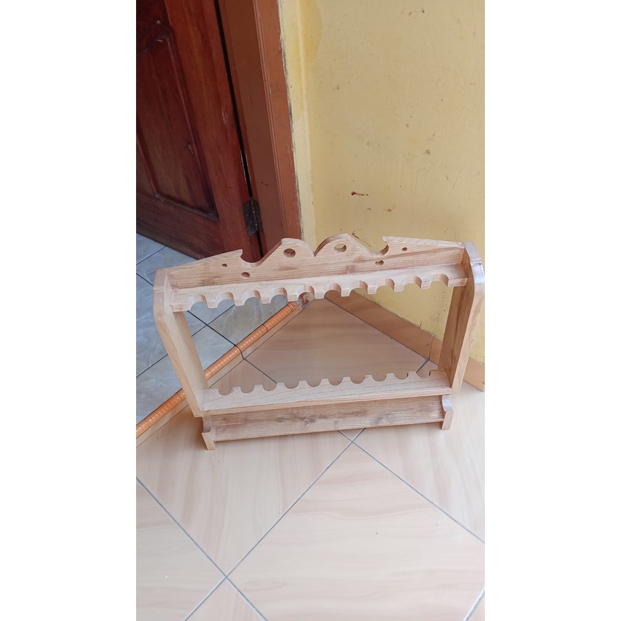Jual Rak Pancing Isi 10 tempat wadah Rod Kayu Jati Belanda | Shopee ...