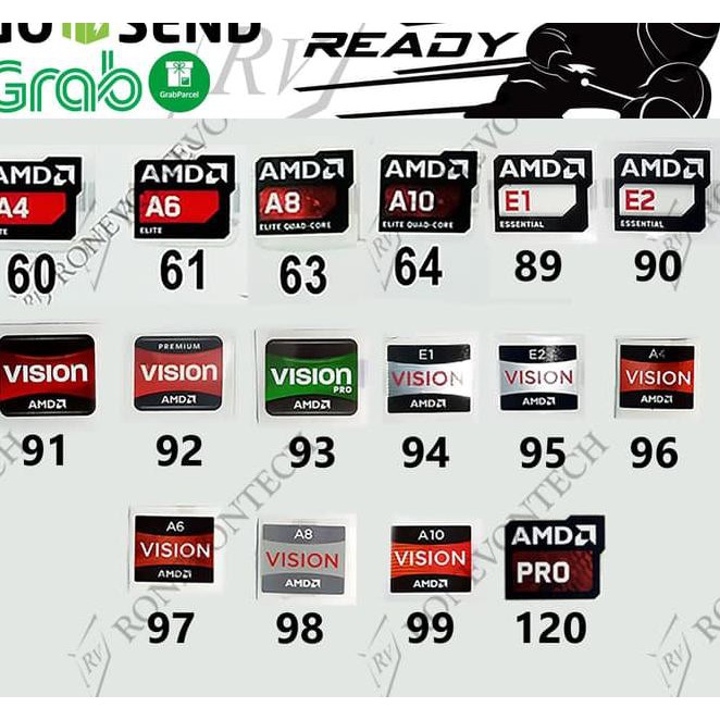 Jual Sticker Logo AMD E1 E2 A4 A6 A8 A10 Vision Premium Pro | Shopee ...