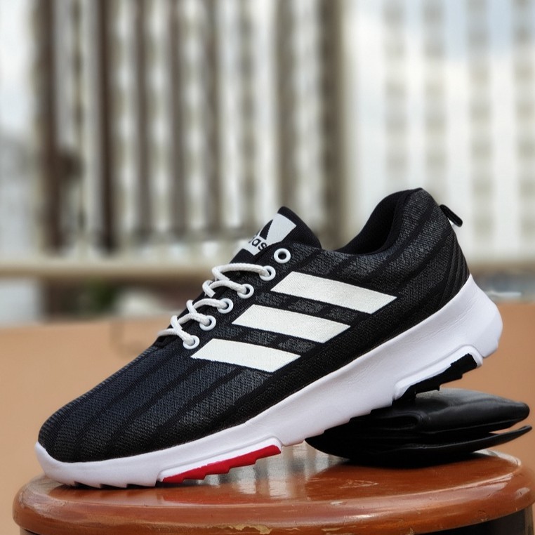 Jual SEPATU SPORT ADIDAS RUN & GYM BLACK WHITE / SNEAKERS OLAHRAGA PRIA / SEPATU KAMPUS COWOK ...
