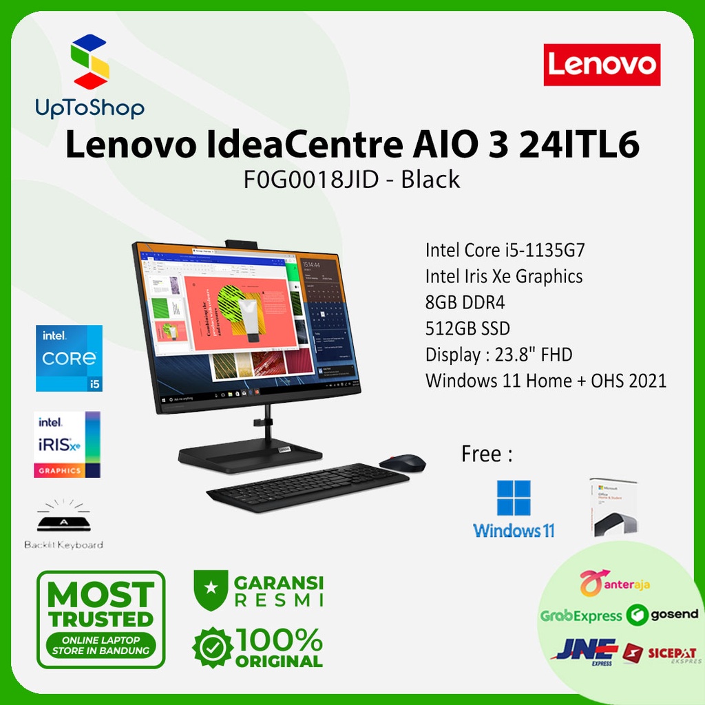 Jual Lenovo IdeaCentre AIO 3 24ITL6 8JID Core i5-1135G7 8GB 512GB W11 ...