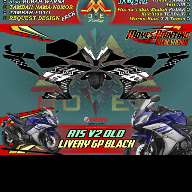 Jual DECAL STICKER MOTOR R15 - STIKER FULLBODY R15 MOTIP LIVERY BLACK ...
