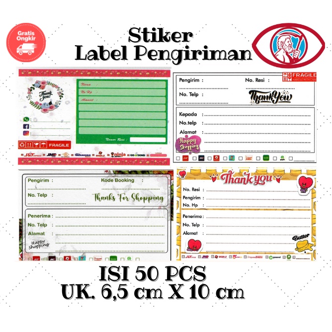 Jual Stiker Label Pengiriman / Stiker Alamat / Sticker Pengiriman Paket ...