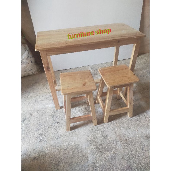 Jual JTR meja makan 2 kursi set meja cafe bahan kayu Pinus/jati Belanda dari ukuran 80×45×75cm ...