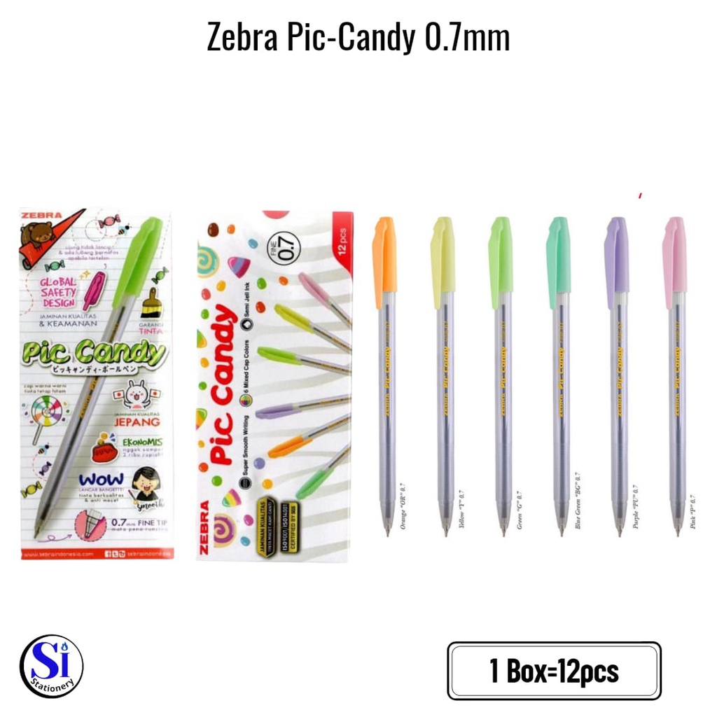 Jual Pulpen Zebra Pic-candy 0.7mm Black Ink 1 pack isi 12 pcs | Shopee ...
