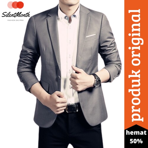 Jual JAS PRIA FORMAL JAS BLAZZER SLIMFIT JAS RESMI ABU | Shopee Indonesia