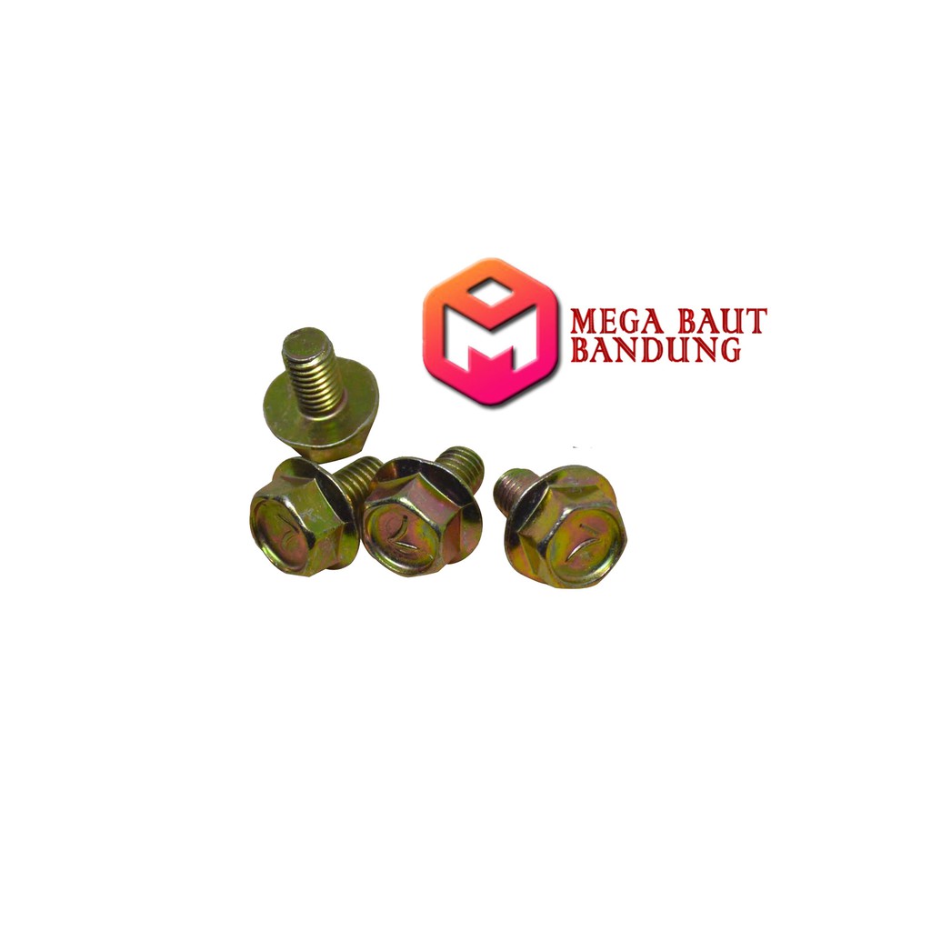 Jual Flange Bolt Kuning 6x10 (Baut Topi) | Shopee Indonesia