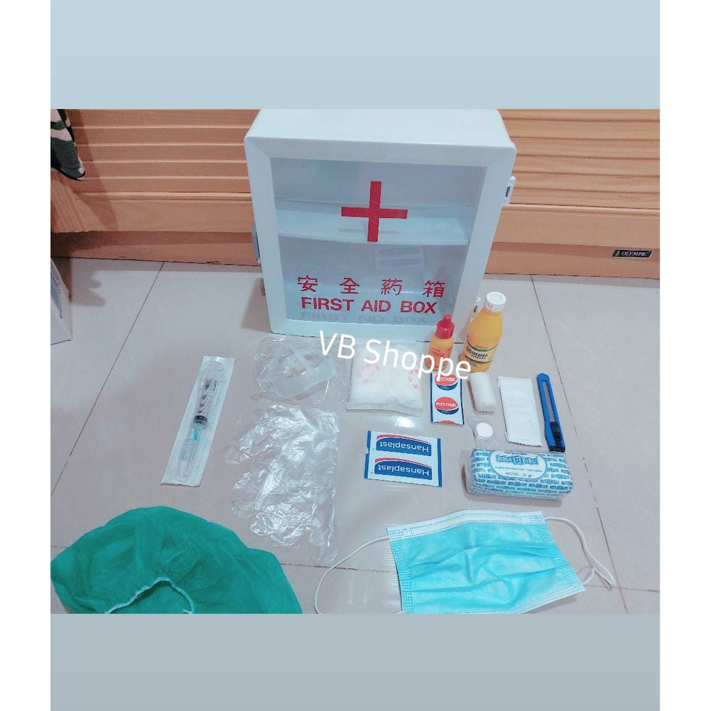 Jual Kotak obat dinding p3k aid box isi lengkap masker BMA 18 first aid ...