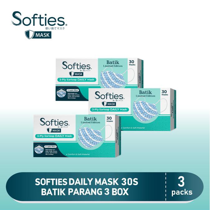 Jual Softies Daily Mask 30s Batik Parang 3 Box Ready | Shopee Indonesia
