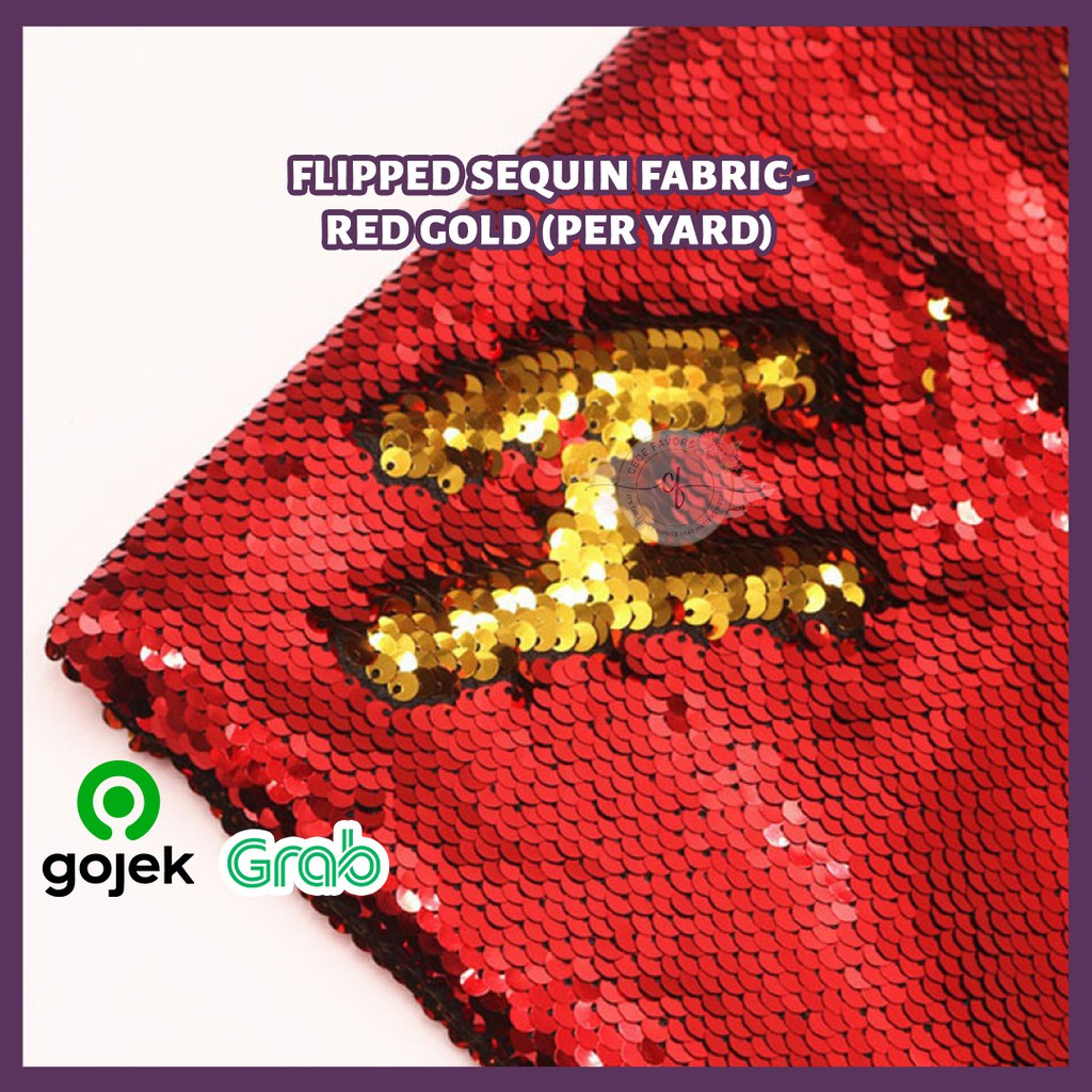 Jual Kain Sequin Flipped Sequin Fabric - Red Gold | Shopee Indonesia