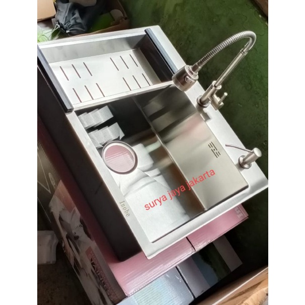 Jual Paket komplit kitchen sink kotak minimalis 60 cm INOBE 6045 SS ...