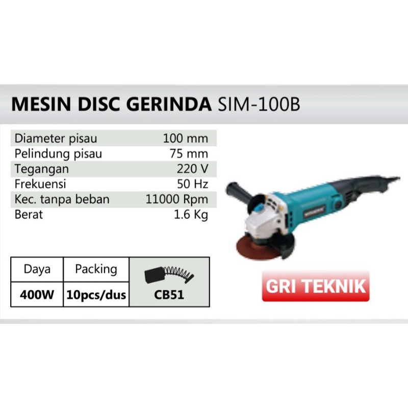 Jual SIM-100B !!! MESIN GRENDA MODERN 100 MM MODEL SIM 100B 400 WATT ...
