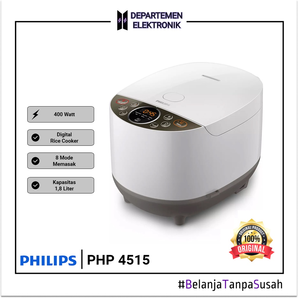 Jual Philips Digital Rice Cooker 1,8 Liter [ HD 4515 ] WHITE | Shopee ...