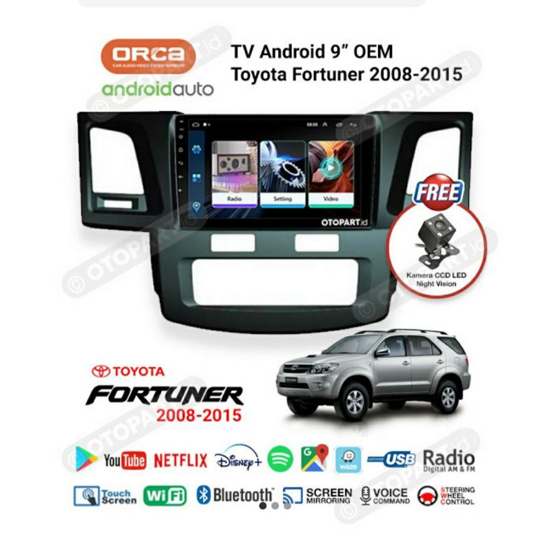 Jual Head unit oem fortuner - tv android toyota fortuner 2008-2015 - tv android orca adr9988 9 ...