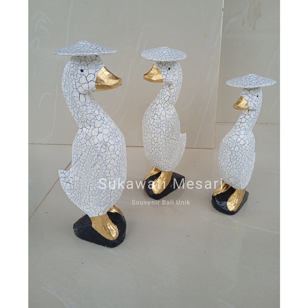 Jual Dekorasi Rumah Hiasan Patung Pajangan Bebek Kayu 1 Paket isi 3Pcs ...