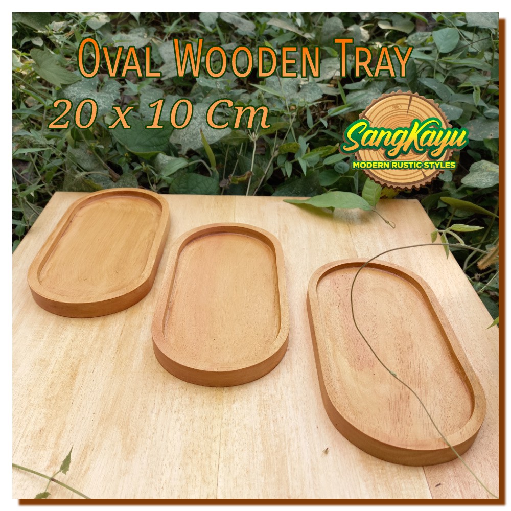 Jual Baki Nampan kayu oval 20x10 Wooden tray plate piring kayu serving ...
