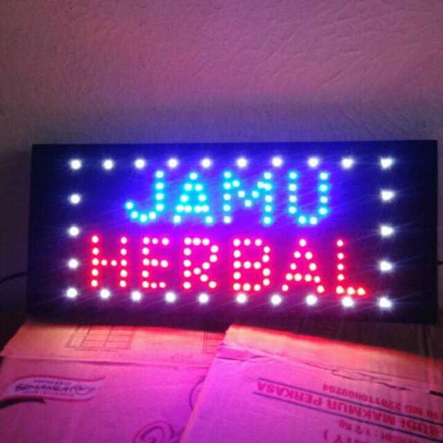 Jual Tulisan lampu led / led sign jamu herbal kedip 2 | Shopee Indonesia