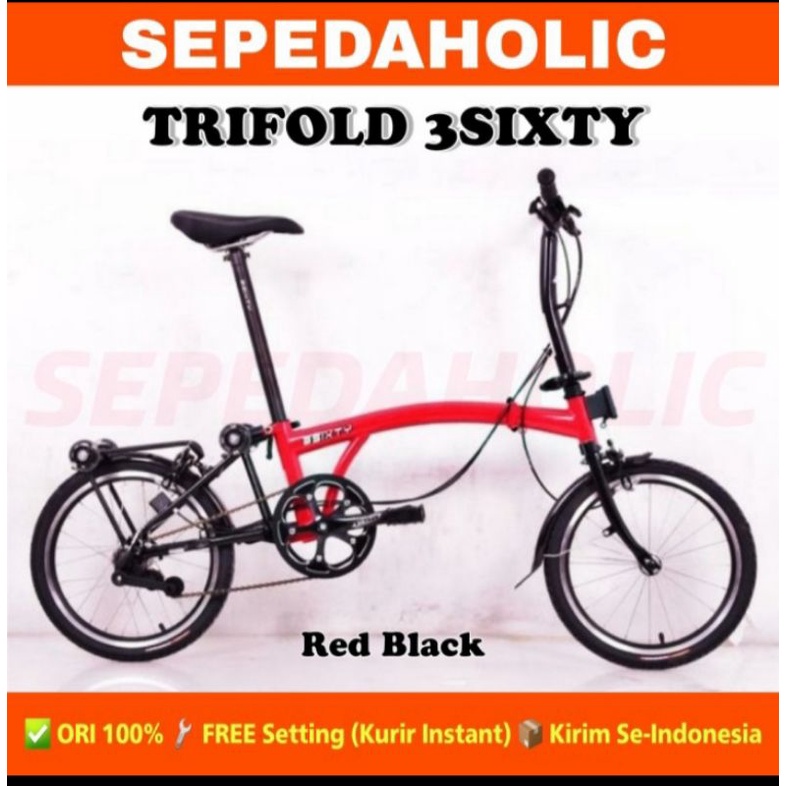 Jual Sepeda Lipat trifold 3 sixty 3sixty red black | Shopee Indonesia