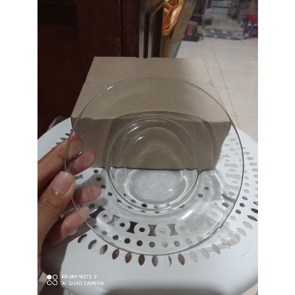 Jual (isi 6) Tatakan cangkir kaca polos / lepek kaca polos (sudah ...