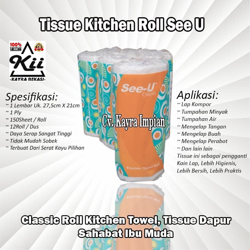 Jual See-U Tissue Kitchen Roll 150 Sheet - Tissue Roll Dapur - Tisu ...