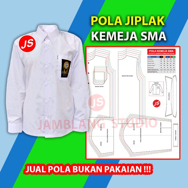 Jual Pola Jiplak Kemeja SMA Lengan Panjang + Lengan Pendek [ Pola Baju Jamblang Studio ...