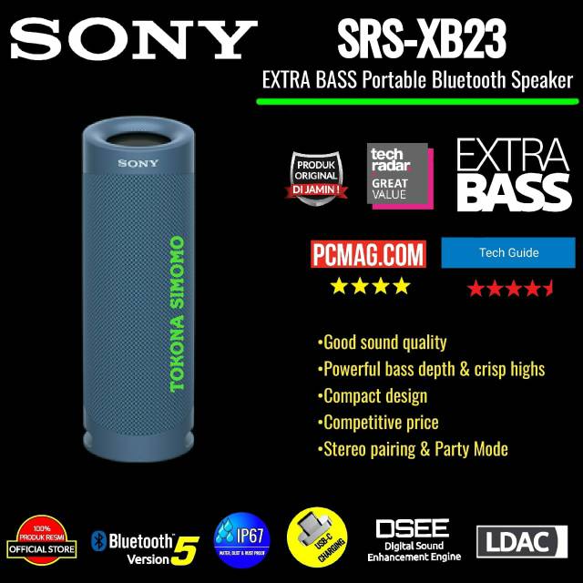 Jual Sony SRS XB23 / SRS XB 23 Extra Bass Portable Bluetooth Speakers ...